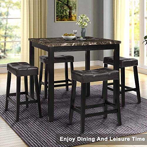 Romatlink 5 Pieces Dining Set, Kitchen Wooden Top Counter Table Height ...