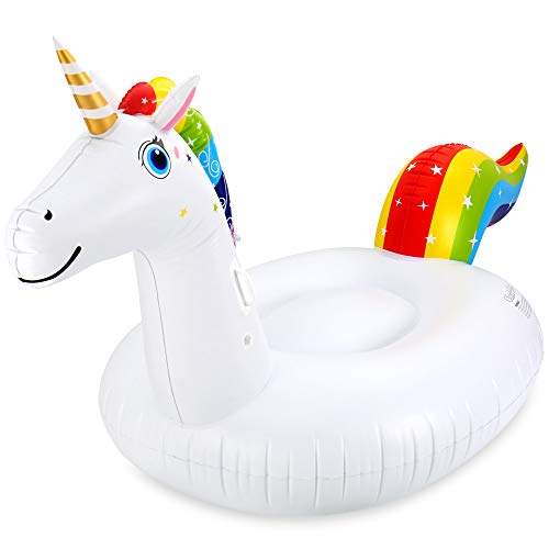OlarHike Rainbow Unicorn Pool Floats, Giant Inflatable Blow Up Pool ...