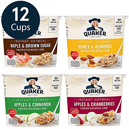 Quaker Instant Oatmeal Express Cups, 4 Flavor Variety Pack, 12 Count ...
